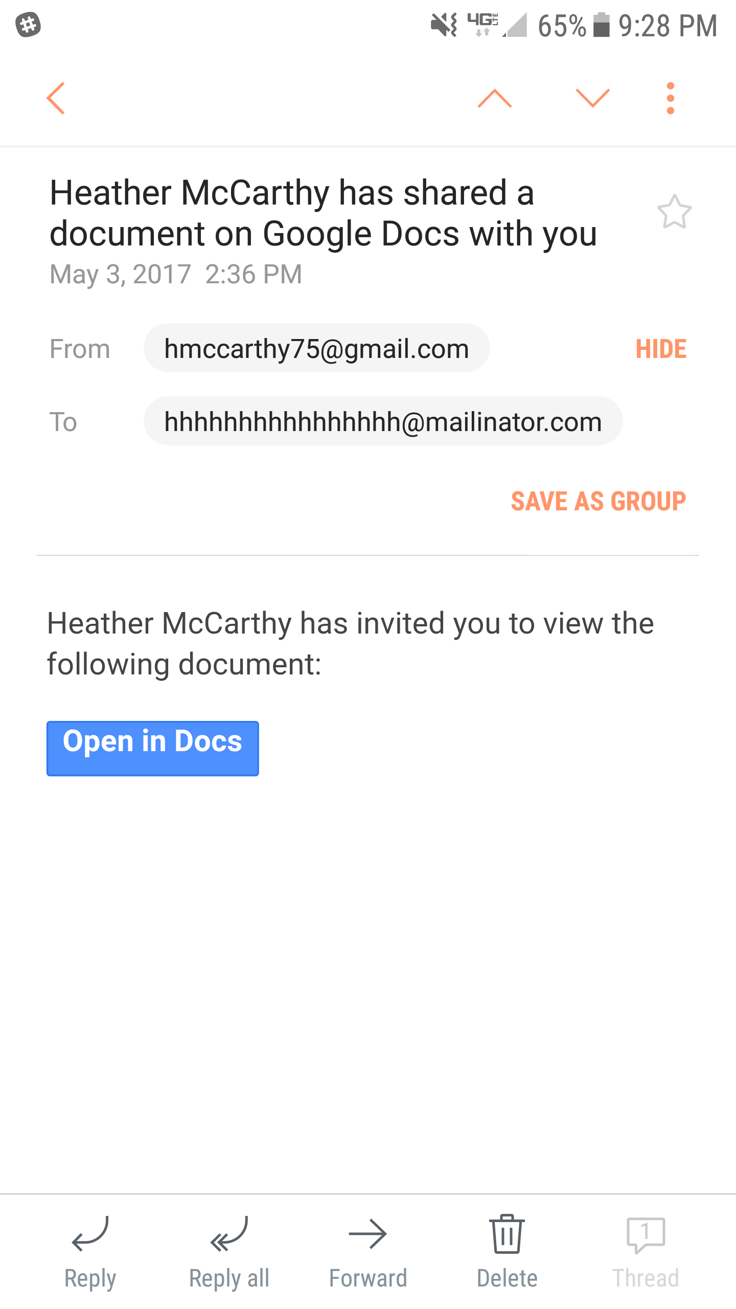 Phishing Examples: Google Docs Scam